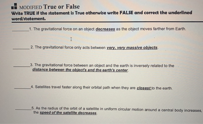 Solved MODIFIED True or False Write TRUE if the statement is | Chegg.com