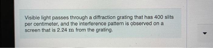 Solved Visible light passes through a diffraction grating | Chegg.com