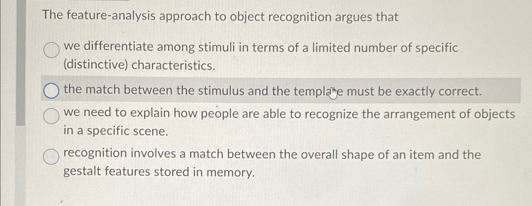 Solved The feature-analysis approach to object recognition | Chegg.com
