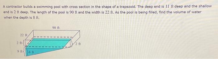 Solved A contractor builds a swimming pool with cross | Chegg.com