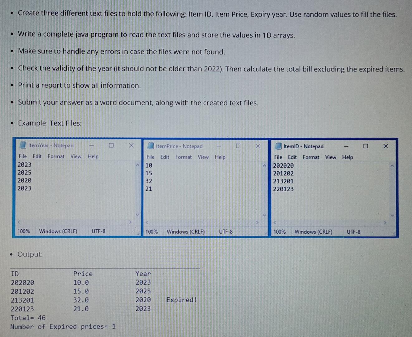 Solved • Create three different text files to hold the | Chegg.com