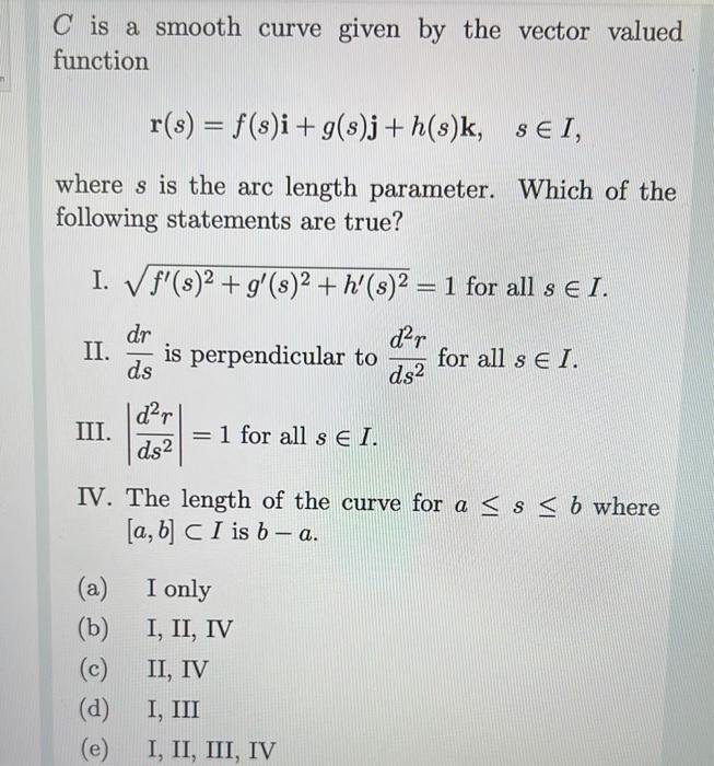 Solved C is a smooth curve given by the vector valued | Chegg.com