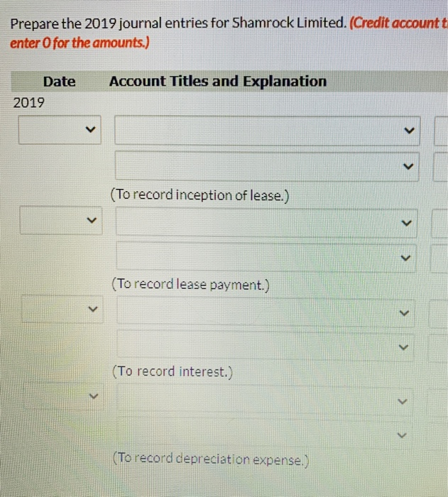 Solved Shamrock Limited has signed a lease agreement with | Chegg.com