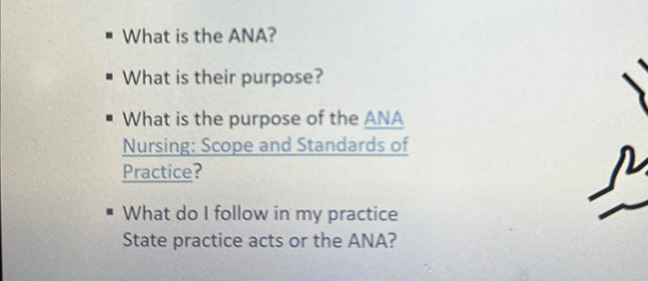 Solved What is the ANA?What is their purpose?What is the | Chegg.com