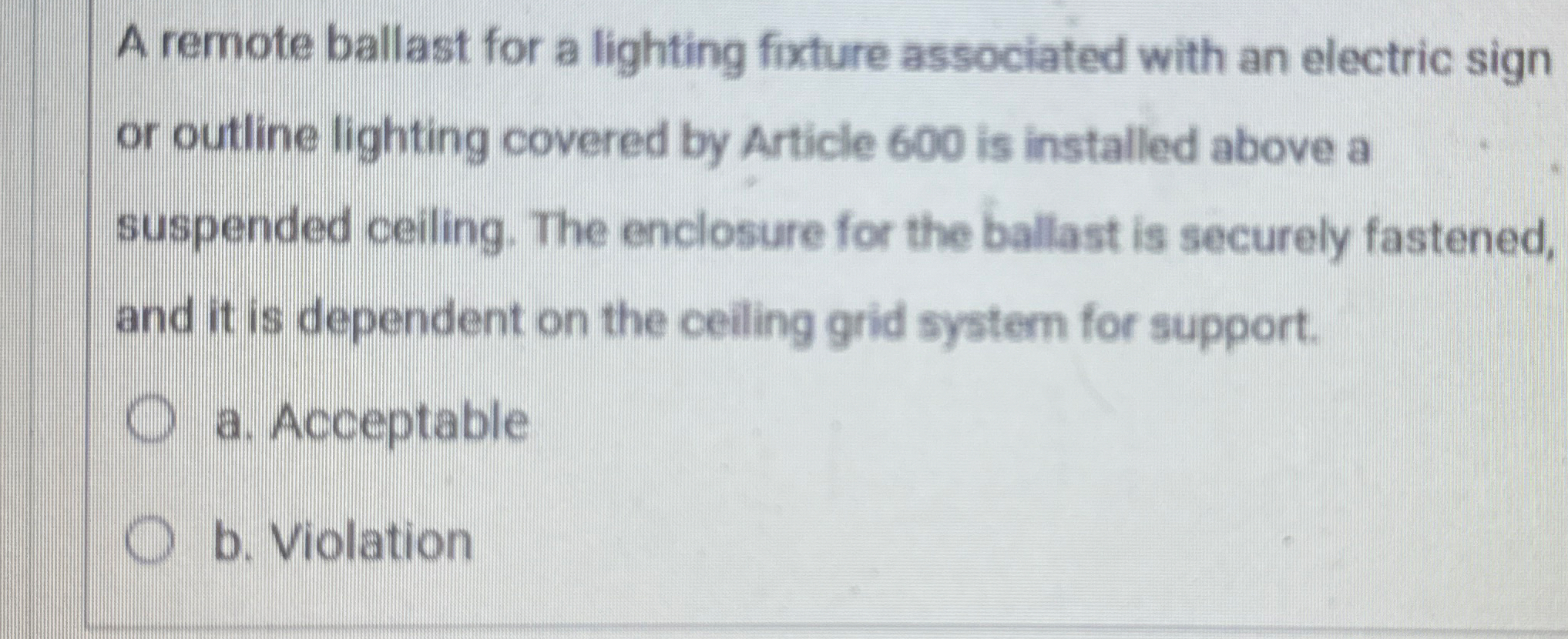 Solved A remote ballast for a lighting fixture associated | Chegg.com
