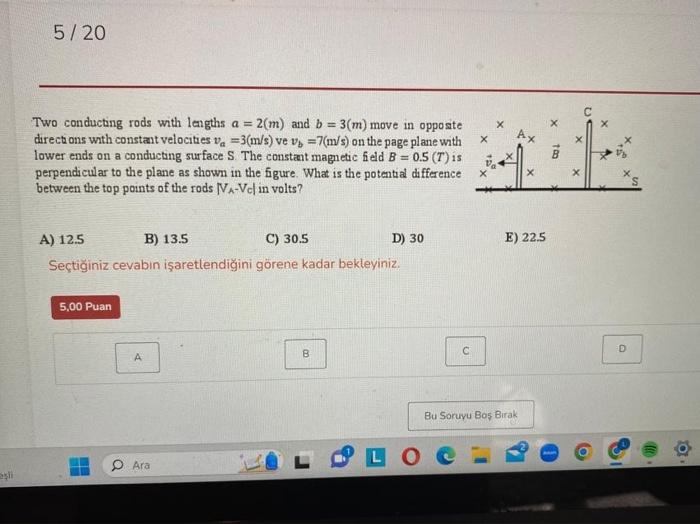 Solved Two conducting rods with lengths a=2(m) and b=3(m) | Chegg.com