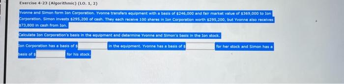 Solved Exercise 4-23 (Algorithmic) (LO, 1, 2) Yvonne and | Chegg.com