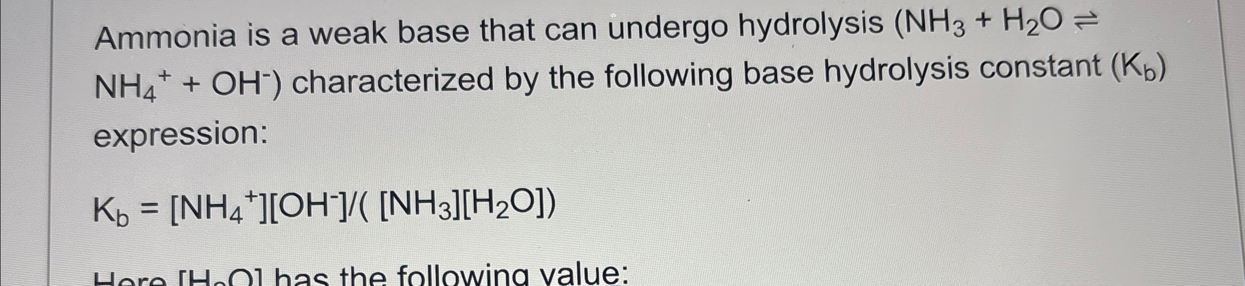 High Quality SOLUTION Ammonia is a weak base that can undergo ...