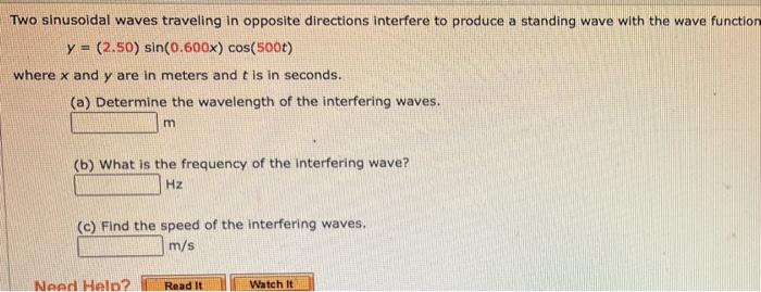 Solved Two sinusoidal waves traveling in opposite directions | Chegg.com