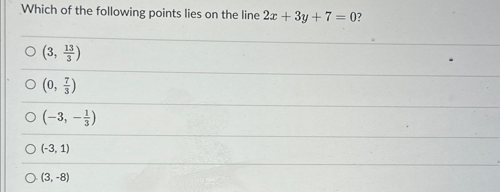 Solved Which of the following points lies on the line | Chegg.com