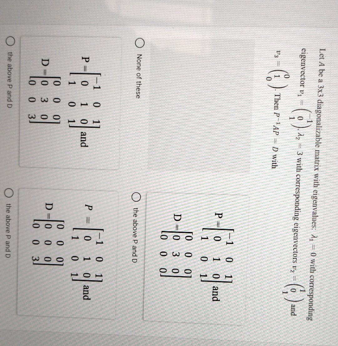 Solved Let A be a 3x3 diagonalizable matrix with | Chegg.com