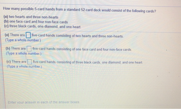 Solved How many possible 5-card hands from a standard | Chegg.com