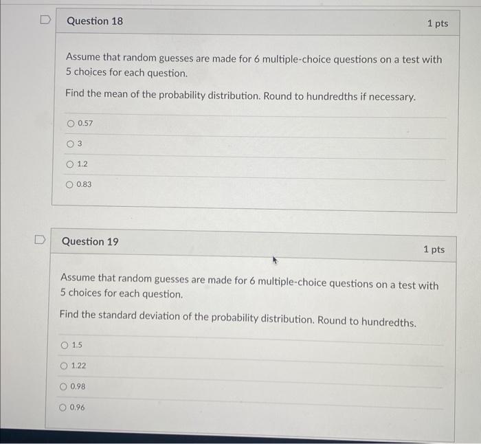 Solved Assume that random guesses are made for 6 | Chegg.com