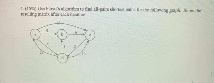Solved 4.(15%) Use Floyd's algorithm to find all-pairs | Chegg.com