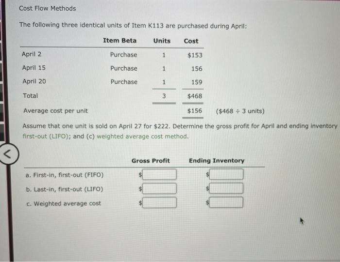 Solved Cost Flow MethodsThe following three identical units | Chegg.com