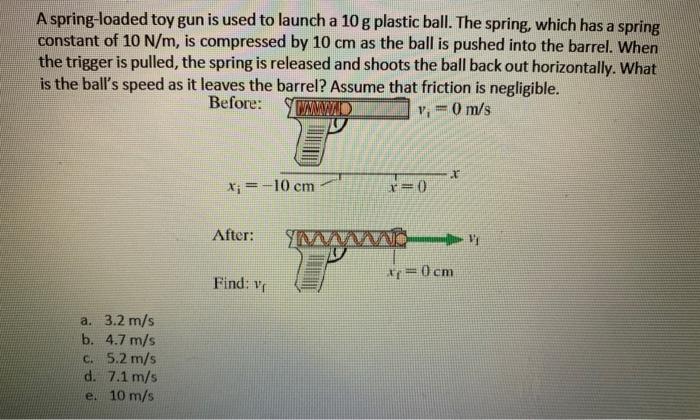 Solved A spring-loaded toy gun is used to launch a 10 g | Chegg.com