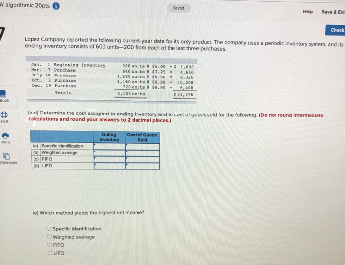 Solved nmic 20pts 6 Saved Help Save & E Che Units Sold at | Chegg.com Solved nmic 20pts 6 Saved Help Save & E Che Units Sold at | Chegg.com