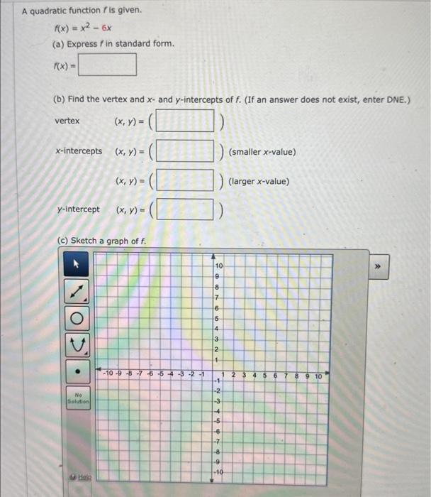 Solved A quadratic function f is given. f(x)=x2−6x (a) | Chegg.com