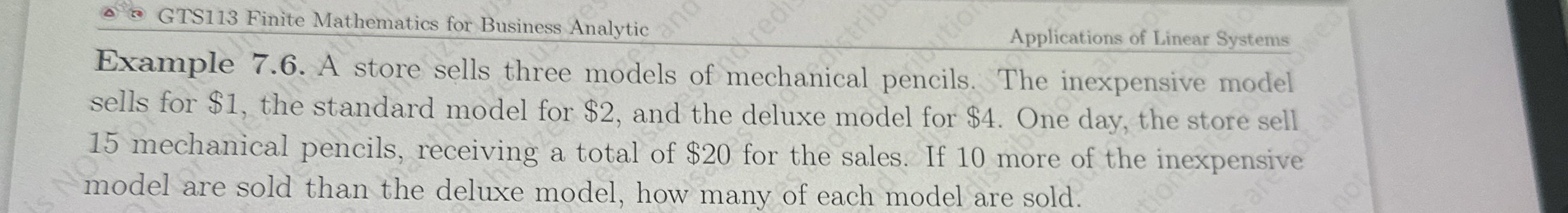 Solved Example 7.6. ﻿A store sells three models of | Chegg.com