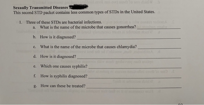 Solved Sexually Transmitted Diseases This second STD packet | Chegg.com