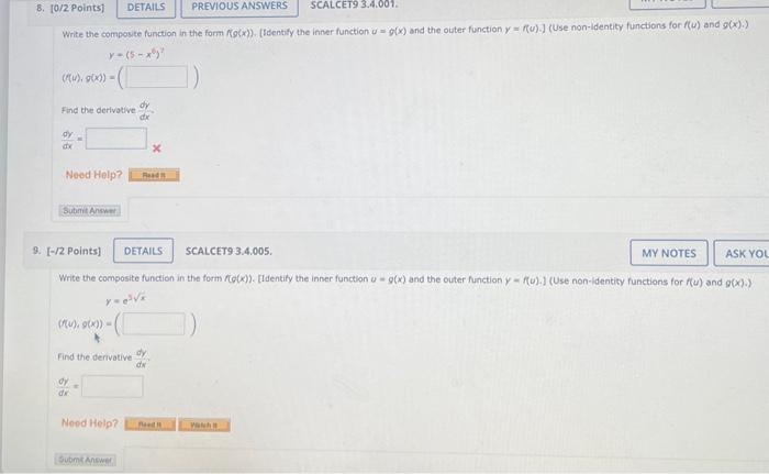 Solved Write the composite function in the form Ng(x)). | Chegg.com