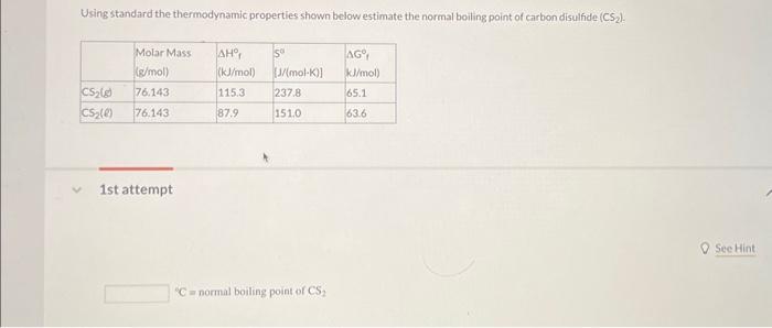 Solved Using standard the thermodynamic properties shown | Chegg.com