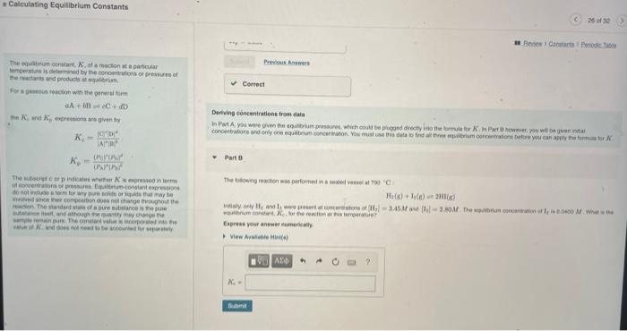 Solved = Calculating Equilibrium Constants | Chegg.com
