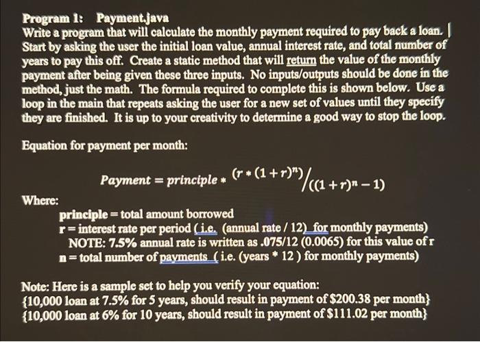 Solved Program 1s Paymentijava Write a program that will | Chegg.com