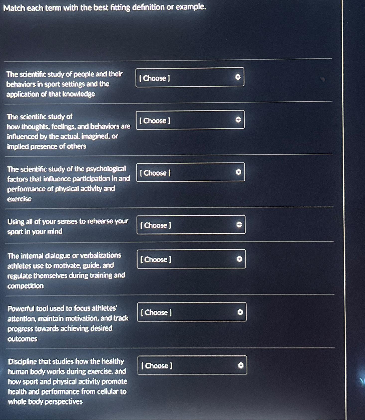 Solved Match each term with the best fitting definition or | Chegg.com