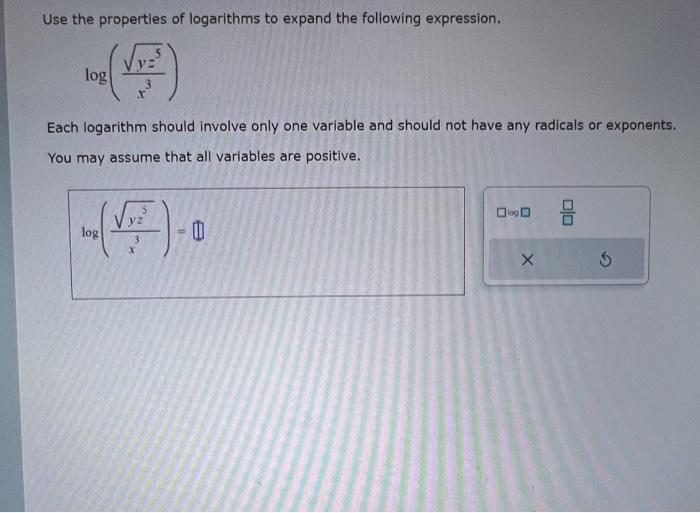 Solved Use the properties of logarithms to expand the | Chegg.com