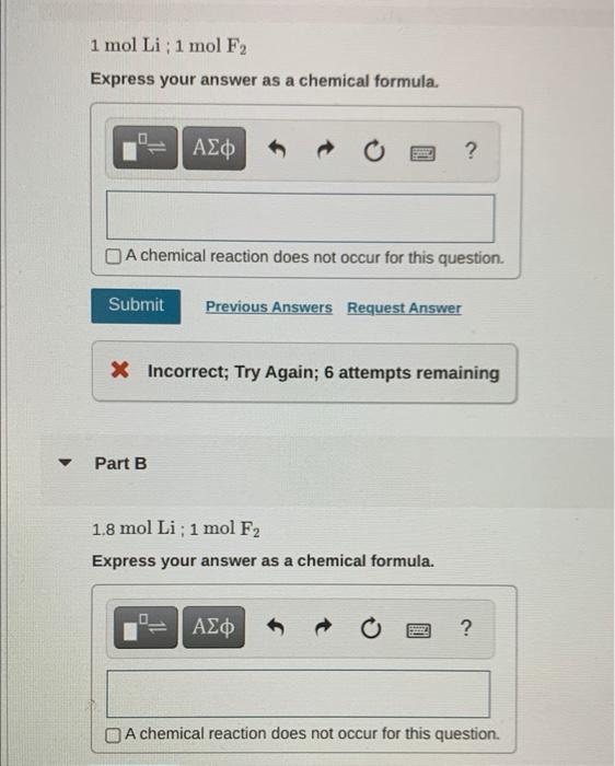 Solved For the reaction shown, find the limiting reactant | Chegg.com