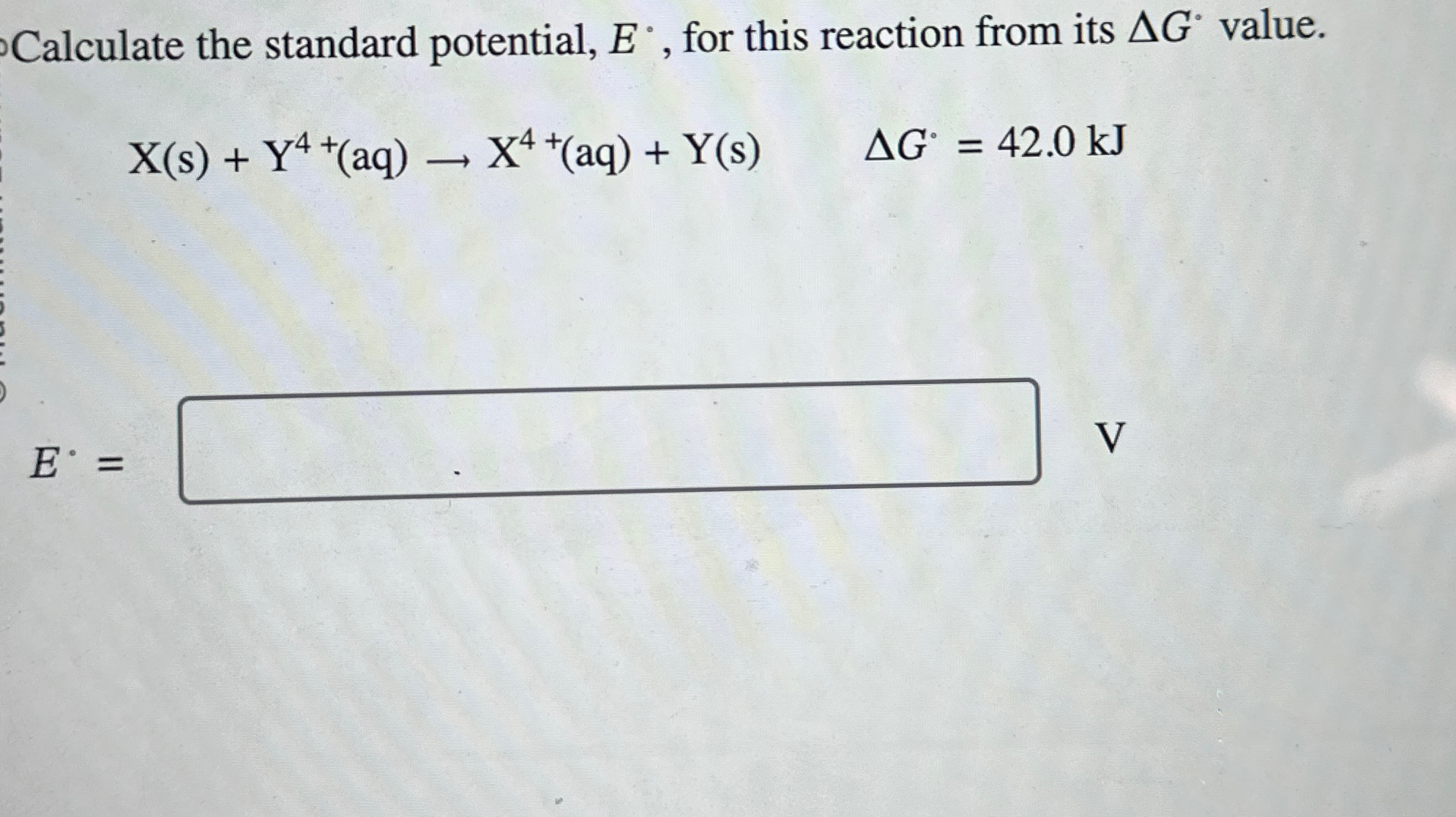 Solved Calculate the standard potential, E°, ﻿for this | Chegg.com