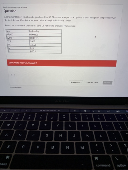 Solved Applications using expected value Question A scratch | Chegg.com