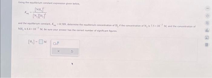 Solved Using The Equilibrium Constant Expression Given 6469