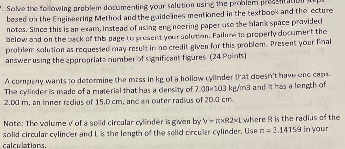 Solved Solve the following problem documenting your solution | Chegg.com