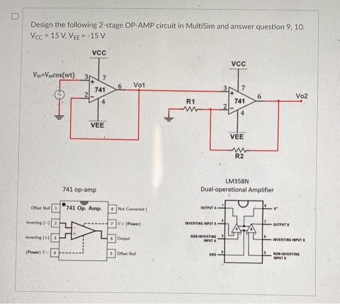 Solved Design the following 2-stage OP-AMP circuit in | Chegg.com