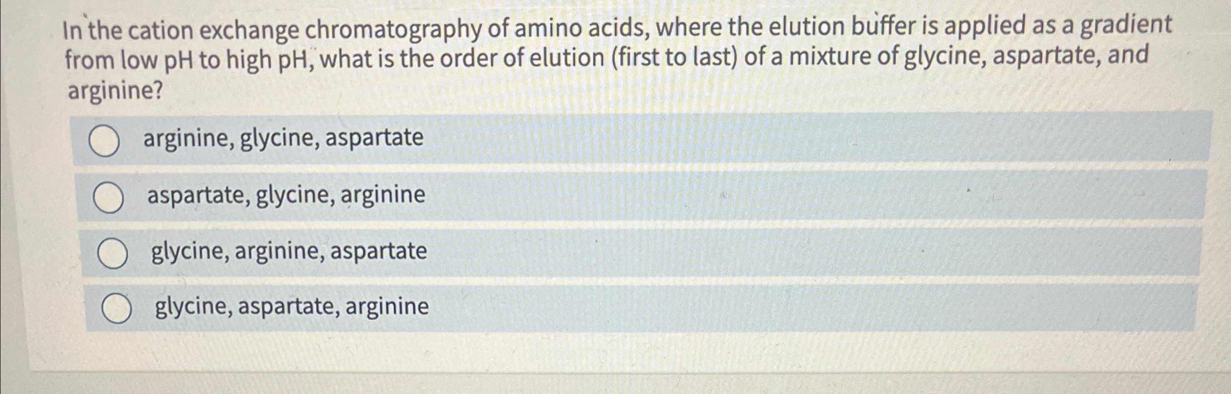 Solved In the cation exchange chromatography of amino acids, | Chegg.com