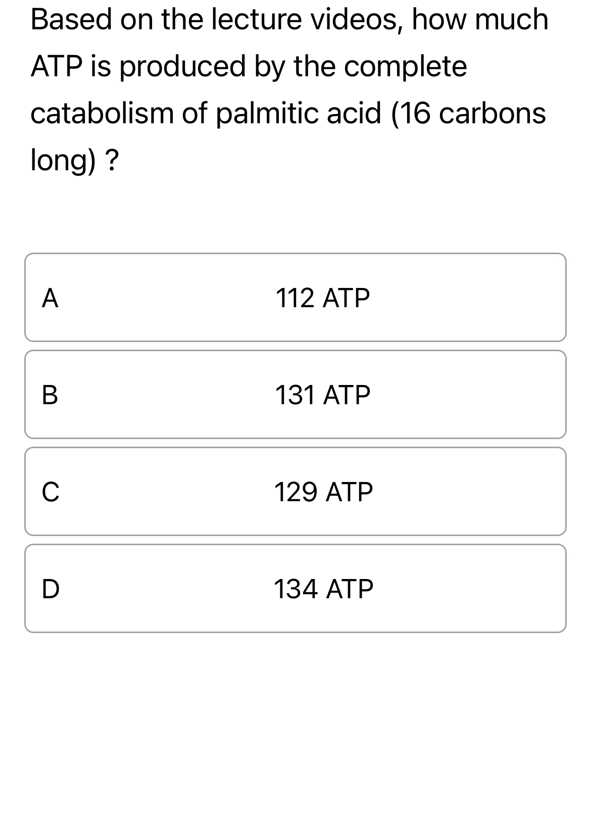 Solved Based on the lecture videos, how much ATP is produced | Chegg.com