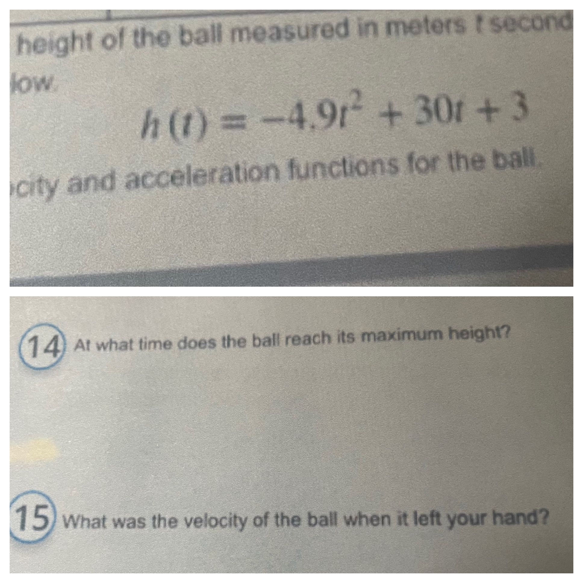 Solved height of the ball measured in meters t ﻿second | Chegg.com