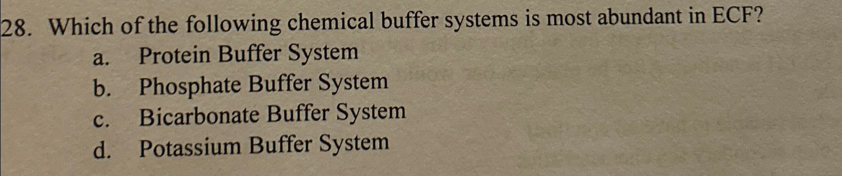 Solved Which of the following chemical buffer systems is | Chegg.com