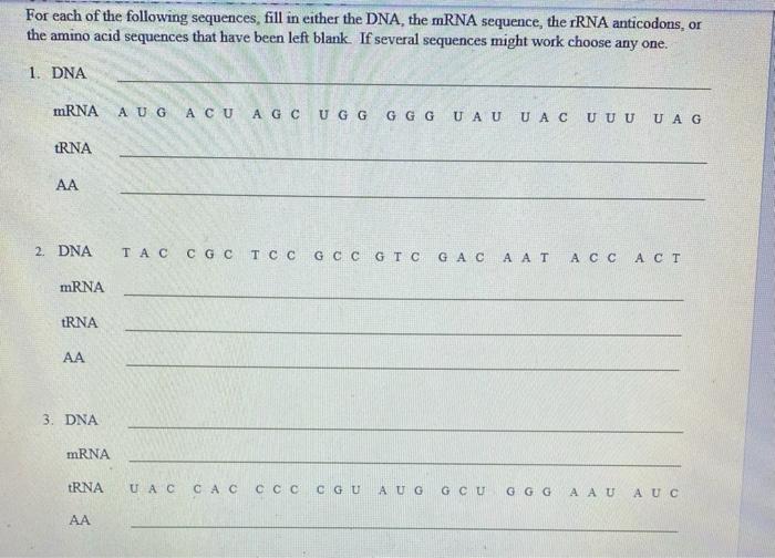 Solved For each of the following sequences, fill in either | Chegg.com
