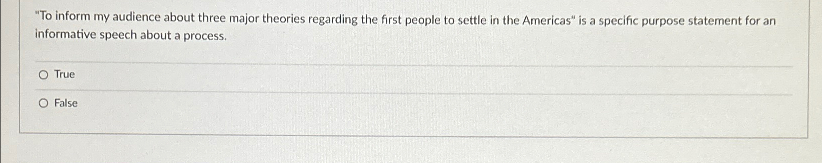 Solved "To inform my audience about three major theories | Chegg.com