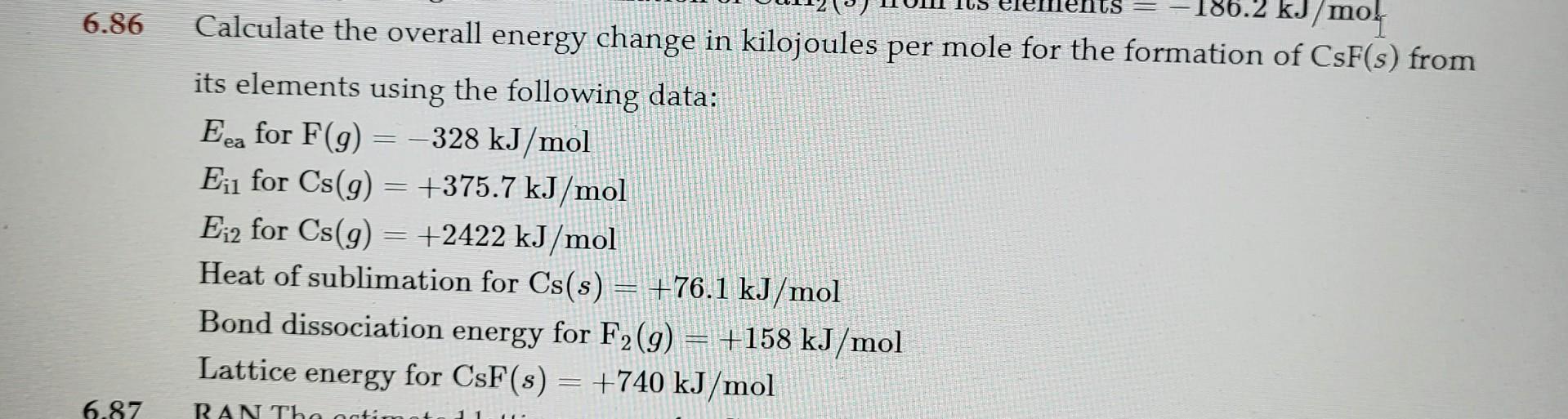 Solved 6 Calculate the overall energy change in kilojoules | Chegg.com