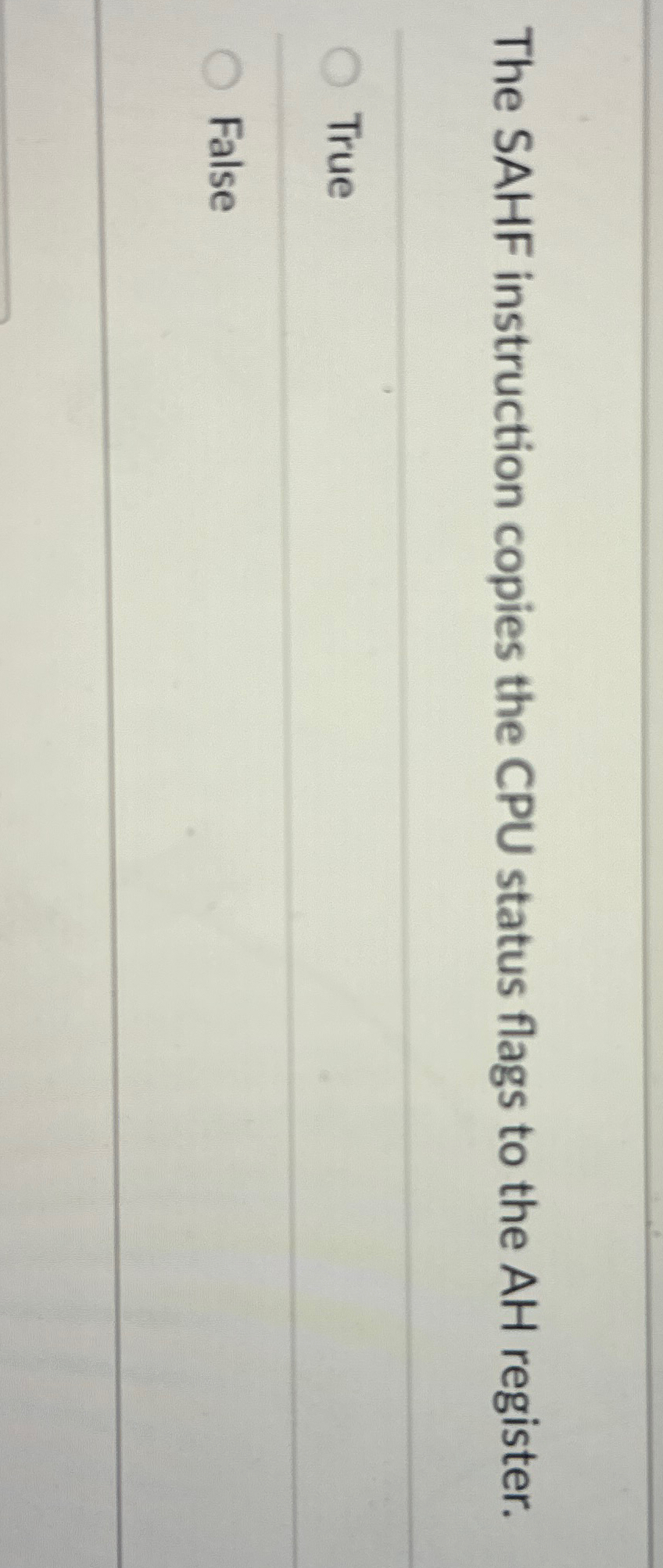 Solved The SAHF instruction copies the CPU status flags to | Chegg.com