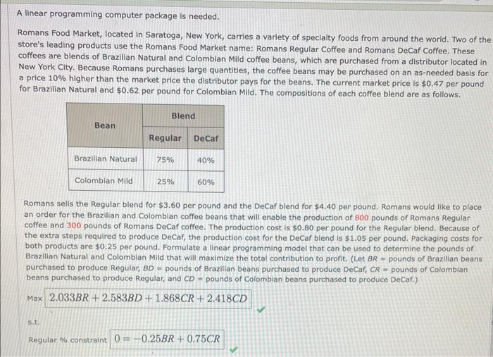 Solved A linear programming computer package is needed. | Chegg.com