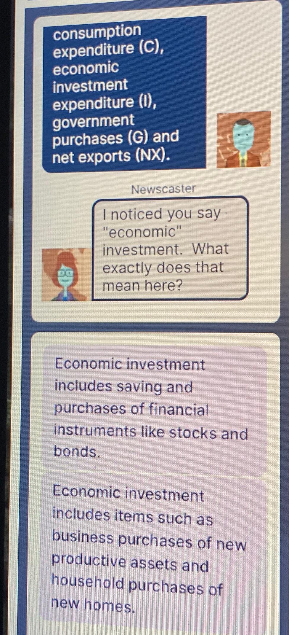 Solved consumption expenditure (C), ﻿economic investment | Chegg.com