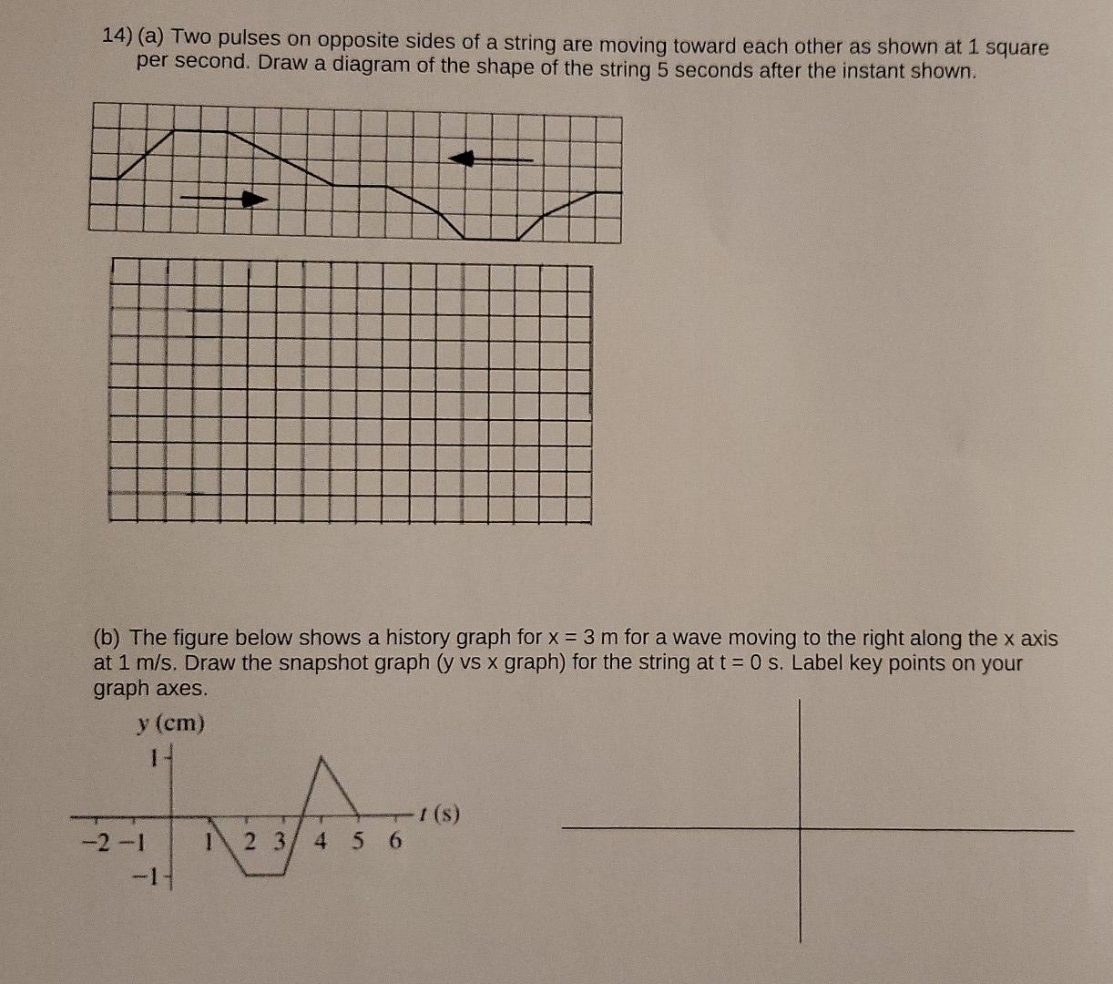 Solved 14) (a) Two pulses on opposite sides of a string are | Chegg.com