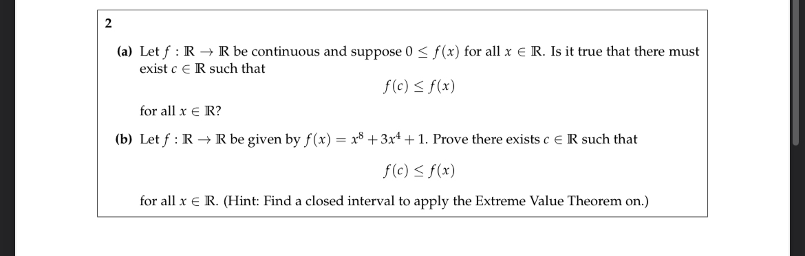 Solved by an EXPERT 2(a) ﻿Let f:R→R ﻿be continuous and suppose 0≤f(x) | Chegg.com