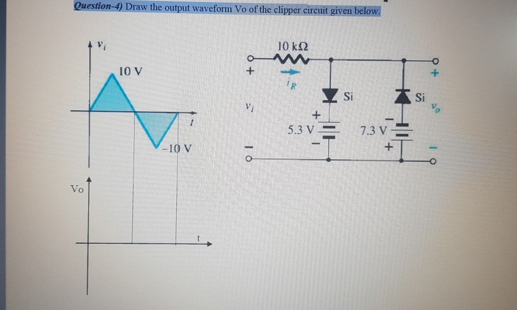 Solved Question-4) Draw the output waveform Vo of the | Chegg.com