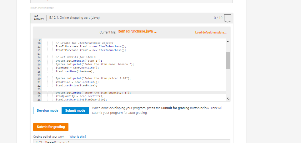 Solved 5.12 ﻿Online shopping cart (Java)LAB5.121: Online | Chegg.com